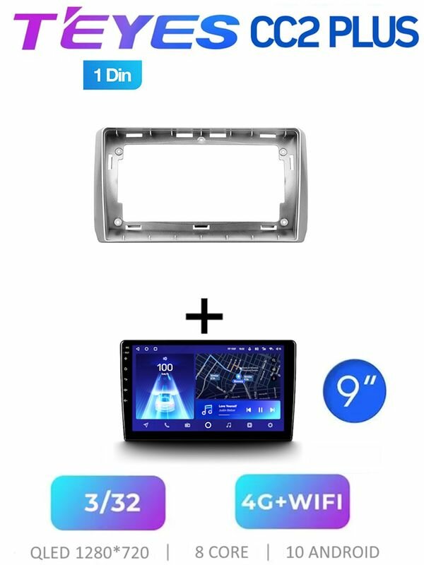 Магнитола 9" Teyes CC2 Plus 3/32 Gb для Toyota Ist XP110 2007-2016 1 din