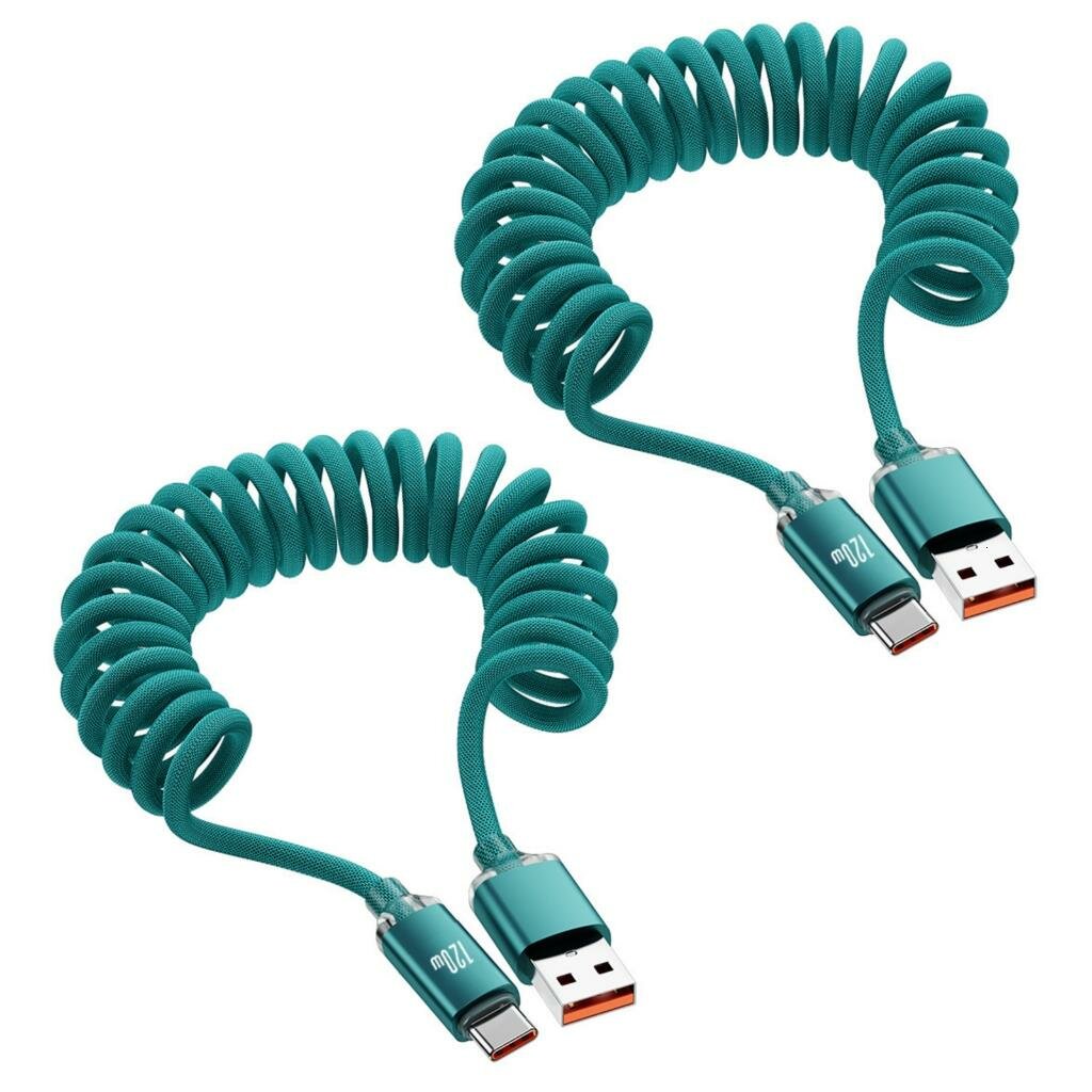 Быстрый кабель питания USB-A–USB-C, 120 Вт, Зеленый - 1m