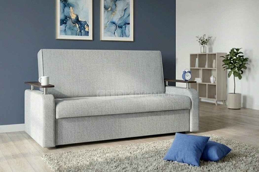 Диван Сток Диванов Техас, светло-серая рогожка, 115 см, механизм аккордеон