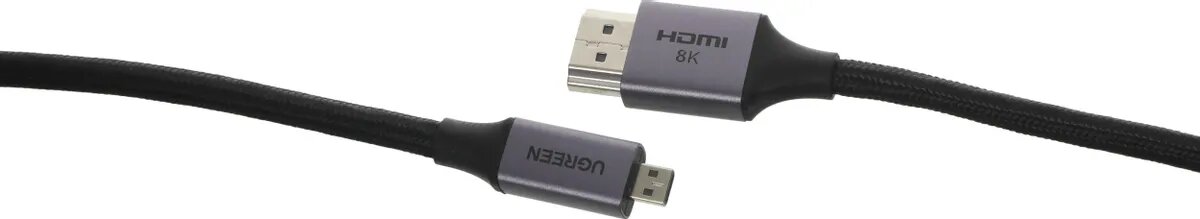Кабель аудио-видео UGREEN HD164, Micro HDMI (m) - HDMI (m), 1.5м, ф/фильтр, серый (15516) — фото 1