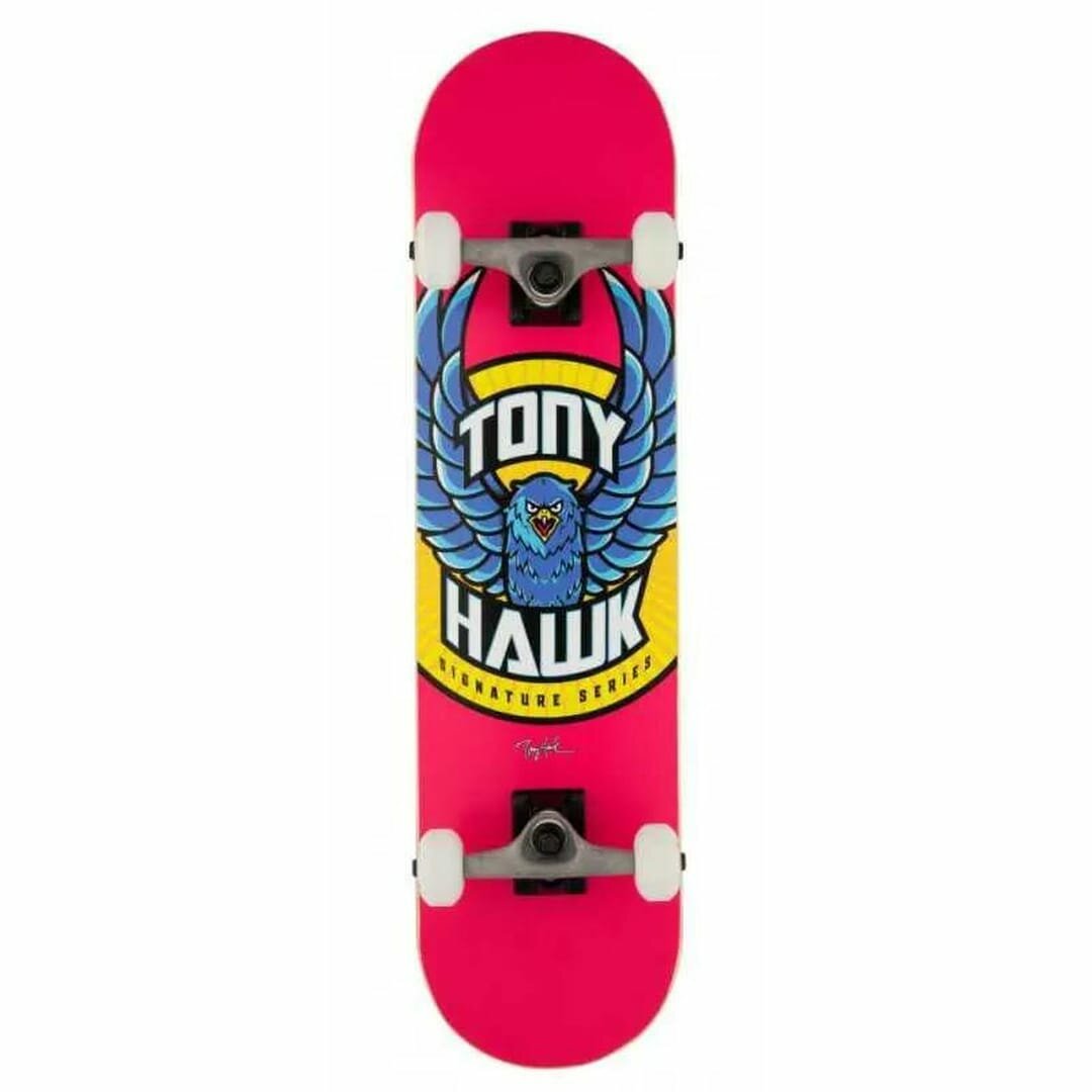 DECATHLON скейтборд Tony Hawk 180+ Series Eagle Logo, розовый/синий/желтый, 7.75", 31"