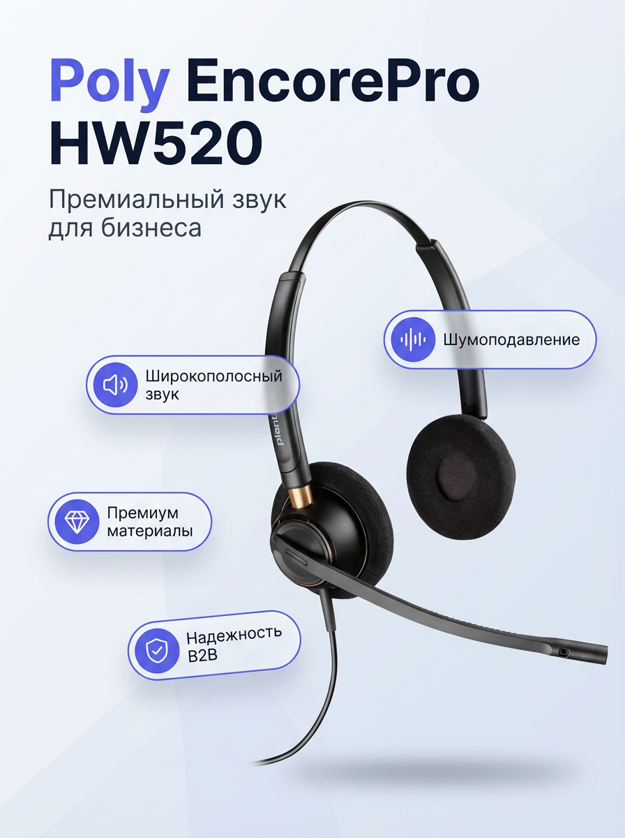 Plantronics EncorePro HW520 BNC Wideband (PL-HW520), гарнитура телефонная