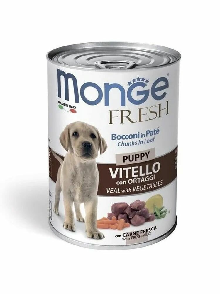 Monge Консервы Fresh Puppy (Телятина с овощами) 6 шт