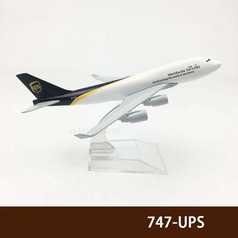 Металлическая модель самолета UPS Boeing 747, 15 см