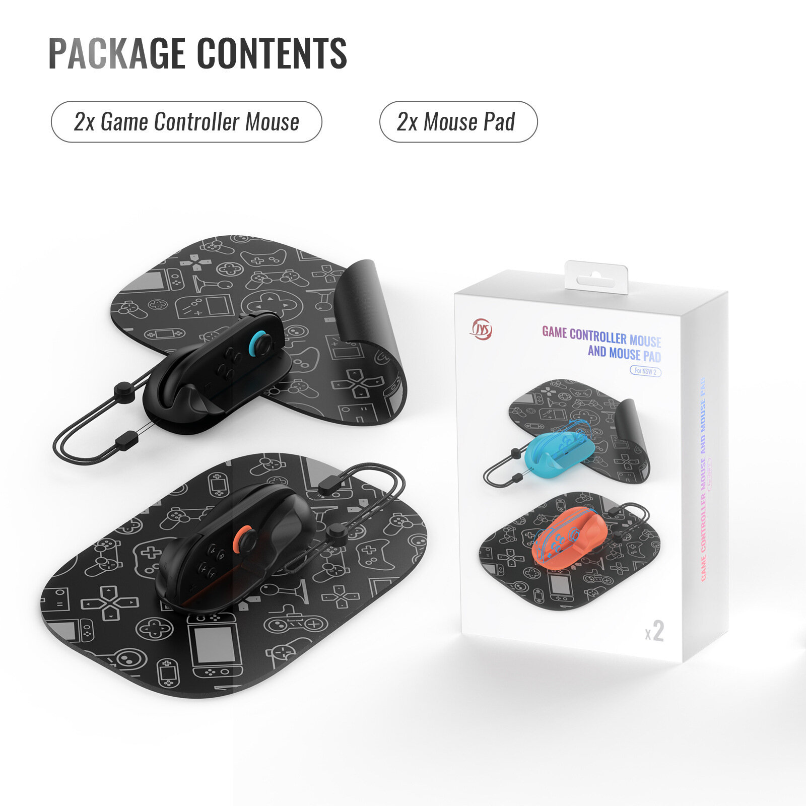 Набор для Nintendo Switch 2nd Generation: левый и правый небольшой геймпад с мышью и коврик для мыши, совместимый с
