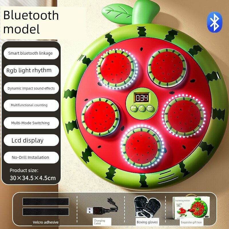 Умный боксерский таргет с подсчетом очков и Bluetooth, черные перчатки, цвет арбузный, для домашних тренировок,