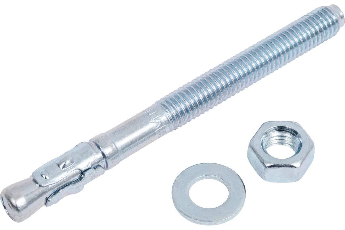 Клиновой анкер Bullit 8/20 x 90 мм, оцинкованный стальной, 6 штук, для сквозного крепления в бетоне и камне с высокой вырывающей силой 3,4 КН