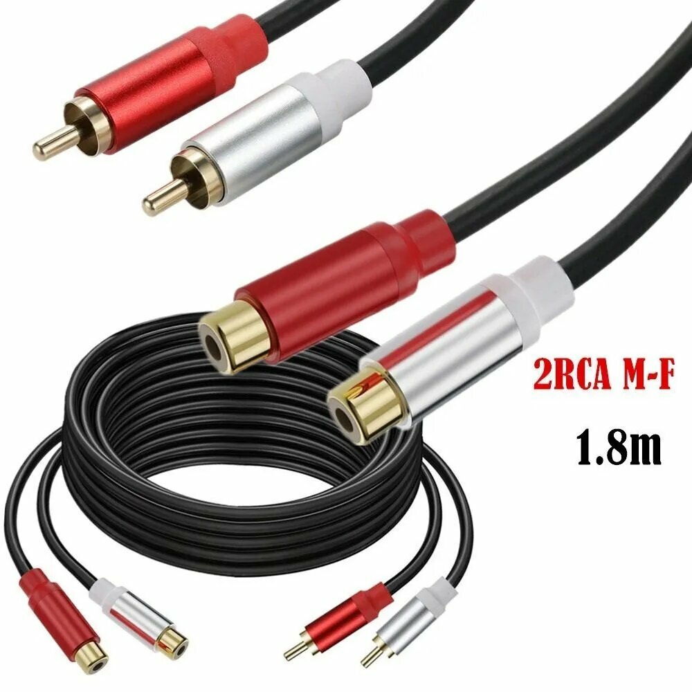 PENGQIAO Аудиокабель RCA/RCA, 1.8 м, черный матовый