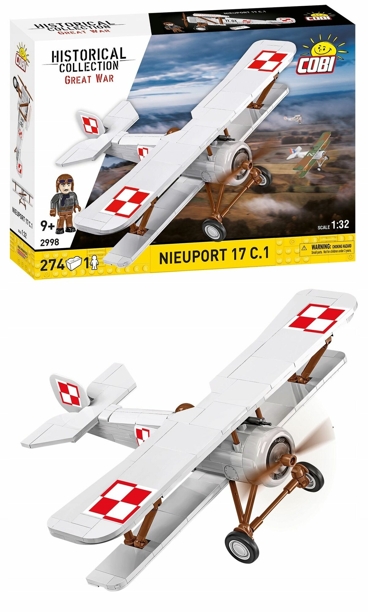 Конструктор Cobi Historical Collection Great War - Самолет 2998 Nieuport 17C.1 + фигурка, 274 эл. - 2998