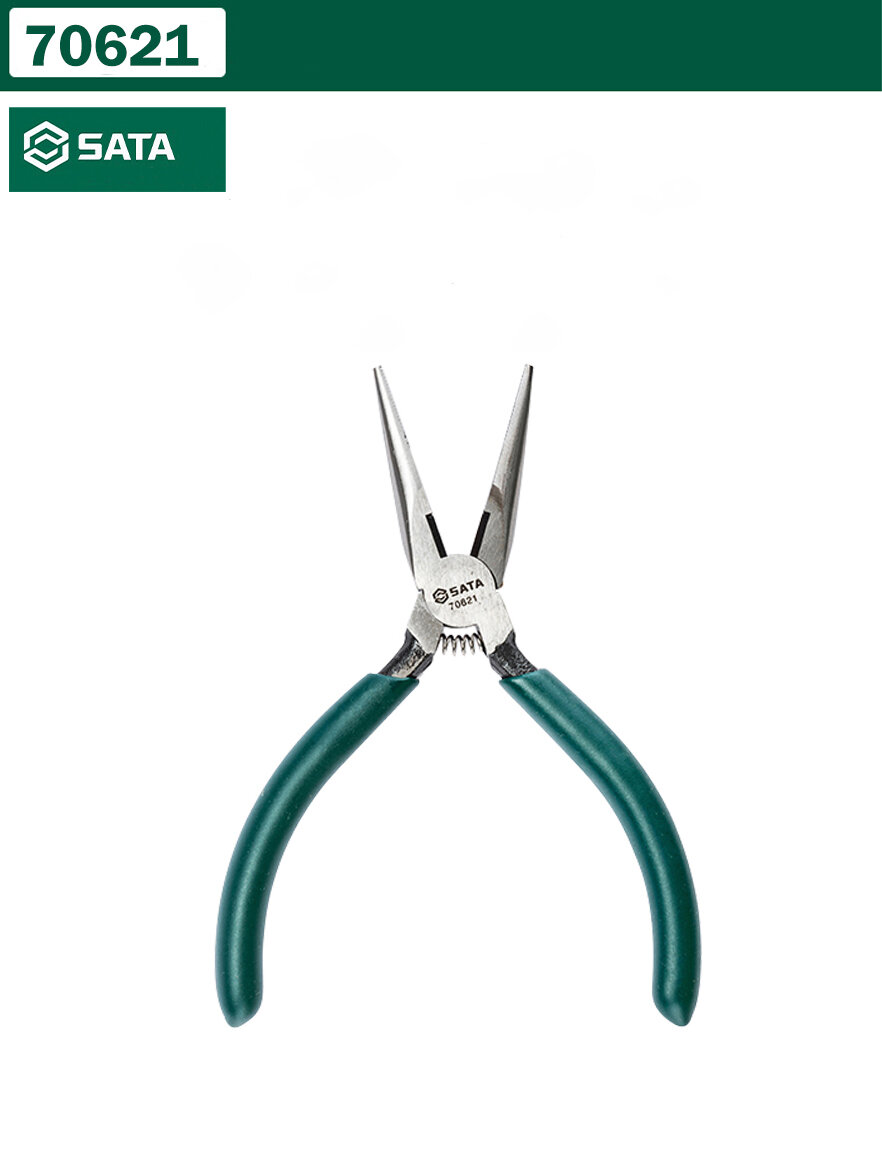 SATA 70621 Мини плоскогубцы острые, расширенные, пассатижи длинноносовые с пружиной многофункциональные