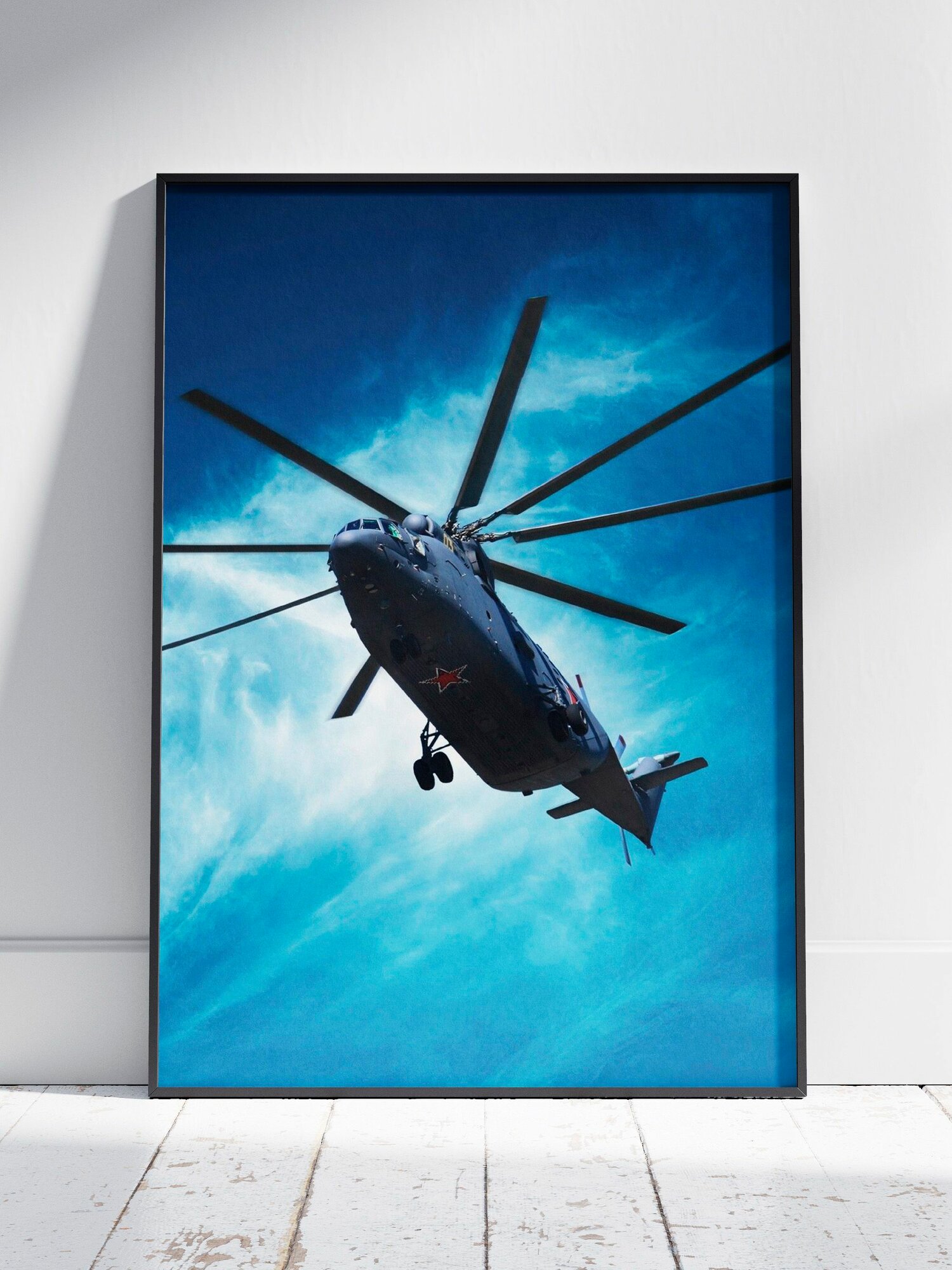 Плакат на стену для интерьера Транспорт и техника (Вертолёт Ми - Helicopter Mil Mi 2) - Постер по машине формата A4 (21x30 см)