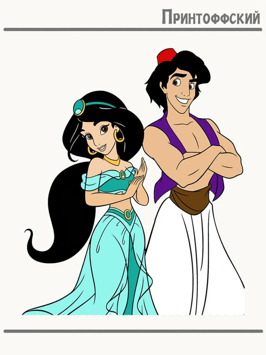 Термонаклейка для одежды и аксессуаров DTF-печать aladdin аладдин дисней и жасмин