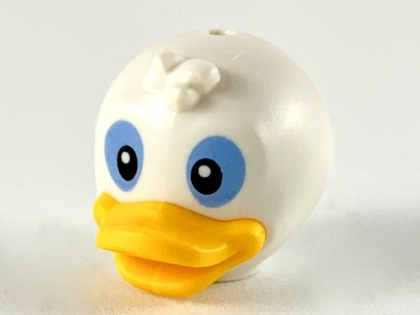 Деталь Lego 41594pb01 Minifigure, Head, Modified Duck with Forehead Tuft, Bright Light Orange Bill and Black and Medium Blue Eyes Pattern (Donald's Nephews)