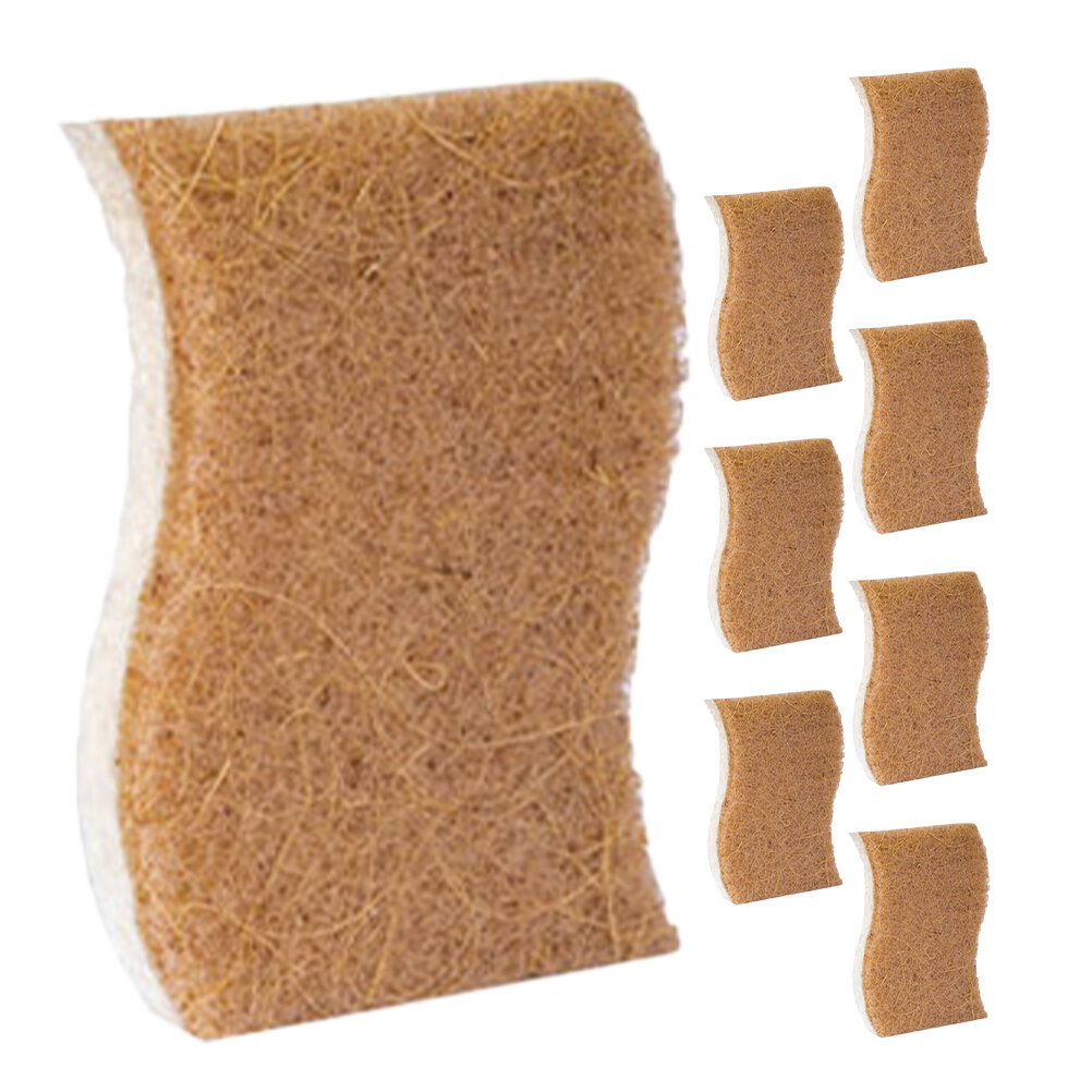 Набор из 8 кухонных полотенец и губок из натурального хлопка, полученного из древесной целлюлозы (S-образная форма | светло-коричневый сизаль + белый хлопок, полученный из древесной целлюлозы).