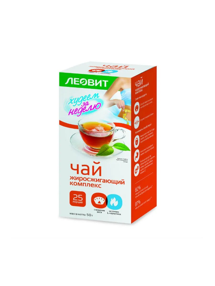 Леовит Худеем за неделю Чай Жиросжигающий комплекс пакеты по