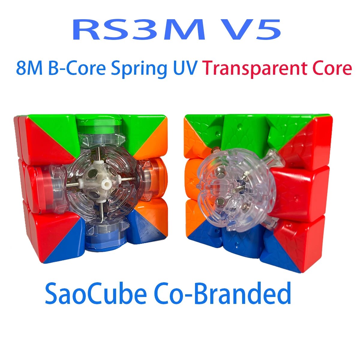 MoYu RS3M V5 3x3 кубик Рубика, прозрачный UV-сердцевинный