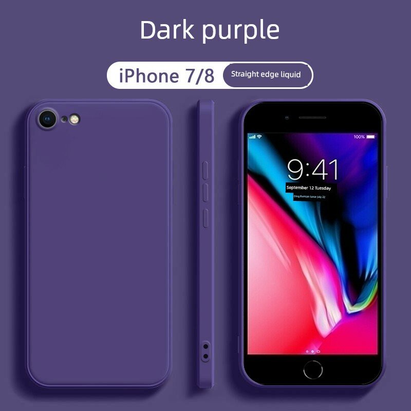 Чехол из мягкой силиконовой резины для iPhone 7, темно-фиолетовый, узкий, премиальная защита, без стеклянного покрытия
