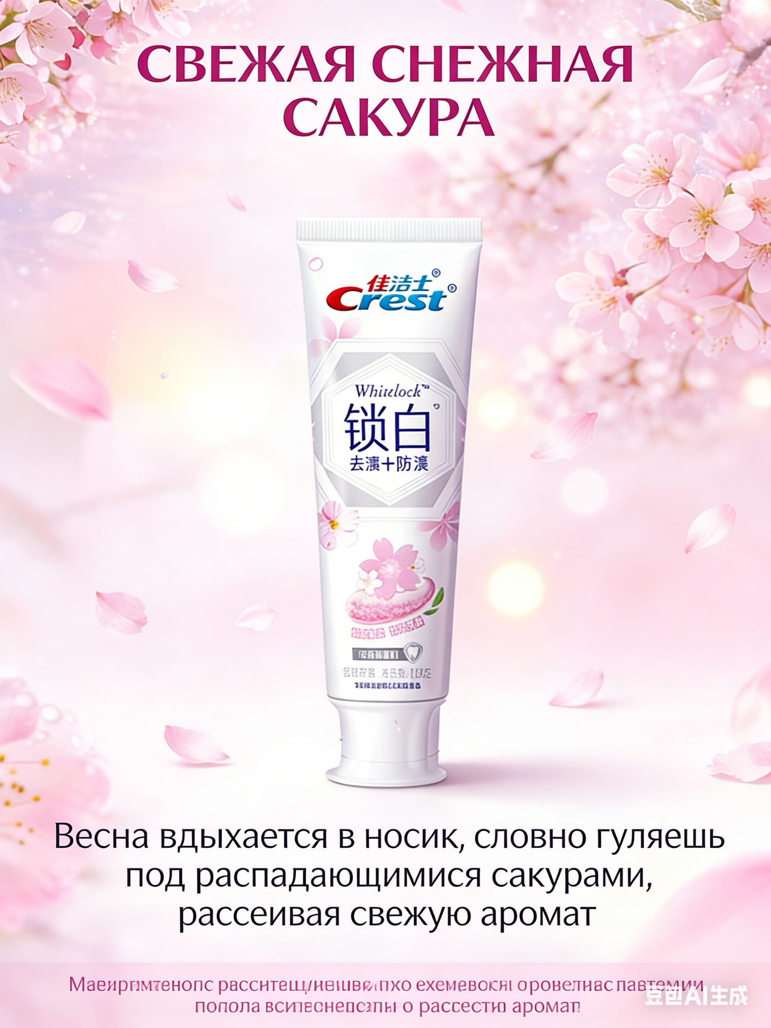 Whitelock двухцветная отбеливающая зубная паста Свежая сакура, 2 шт. по 120 г, свежесть дыхания и уход за эмалью