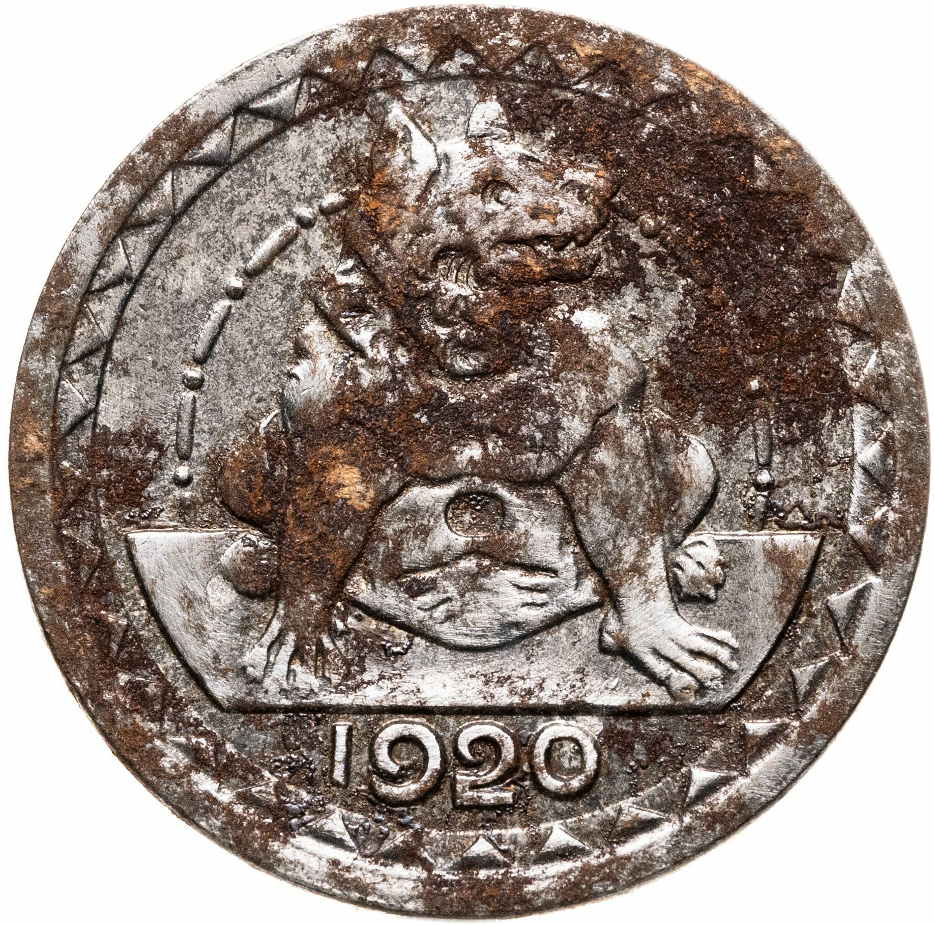 Германия, Аахен 25 пфеннигов 1920, Железо, в сохранности VF