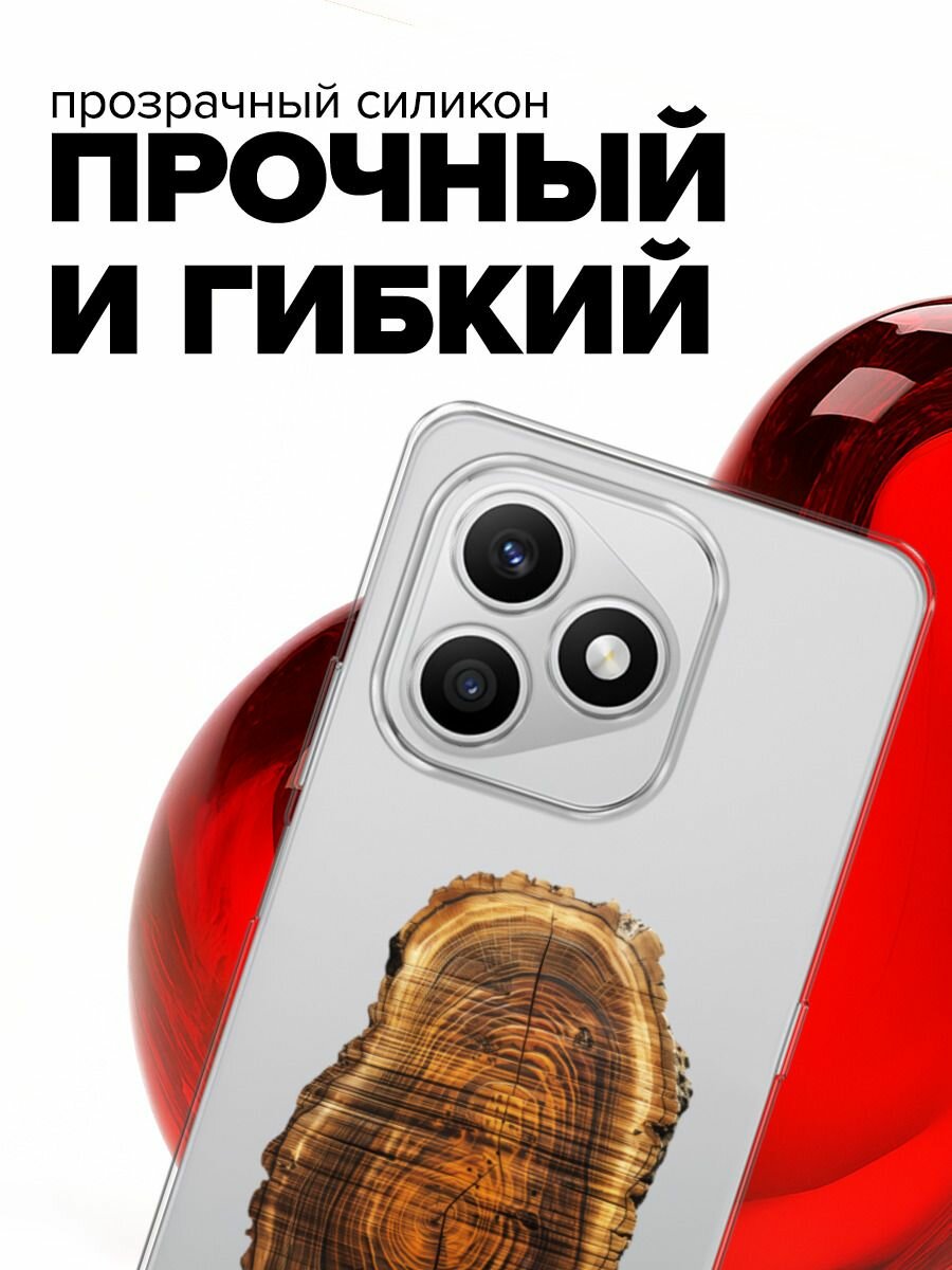 Силиконовый чехол на Honor X8d / Хонор X8d с принтом Древесный спил — фото 1