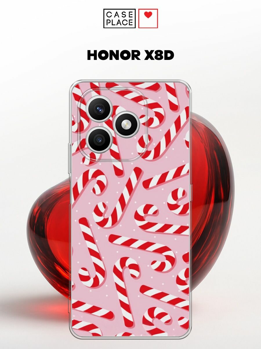 Силиконовый чехол на Honor X8d / Хонор X8d с принтом Новогодняя конфета