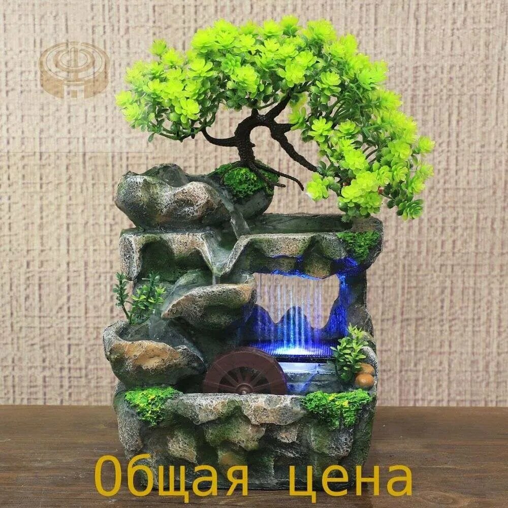 Настольный небольшой рокарий, имитация дерева, проточной воды, фонтана, дождя, сцены, креативное украшение