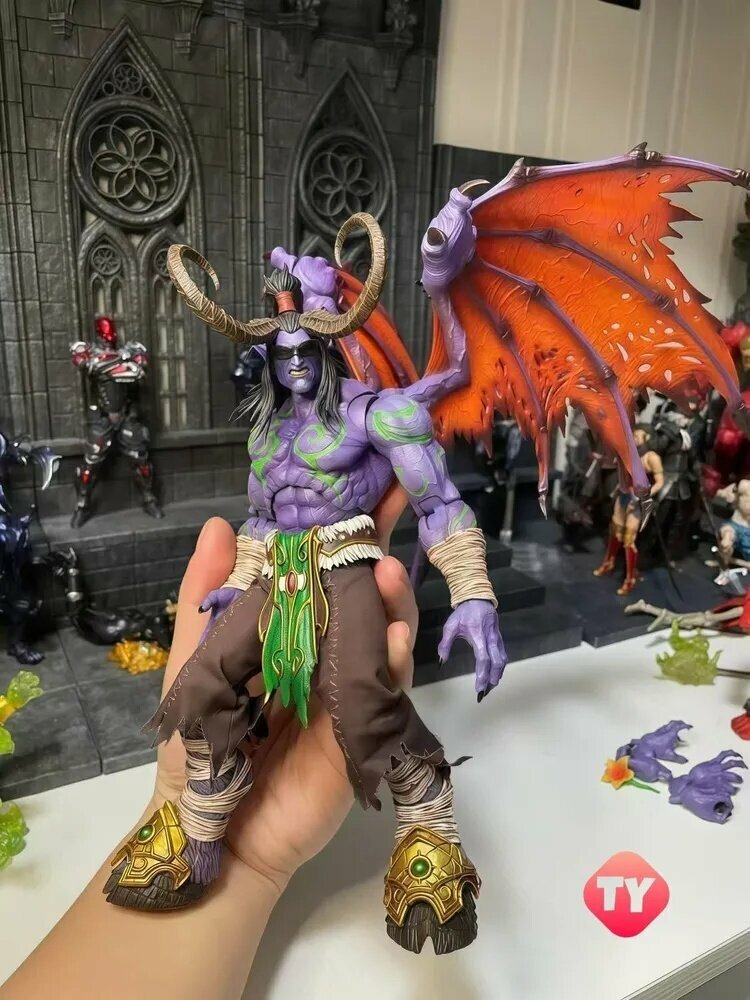 Светящаяся фигурка Иллидана из World of Warcraft, подвижный демон, коллекционная модель для геймеров (25см)