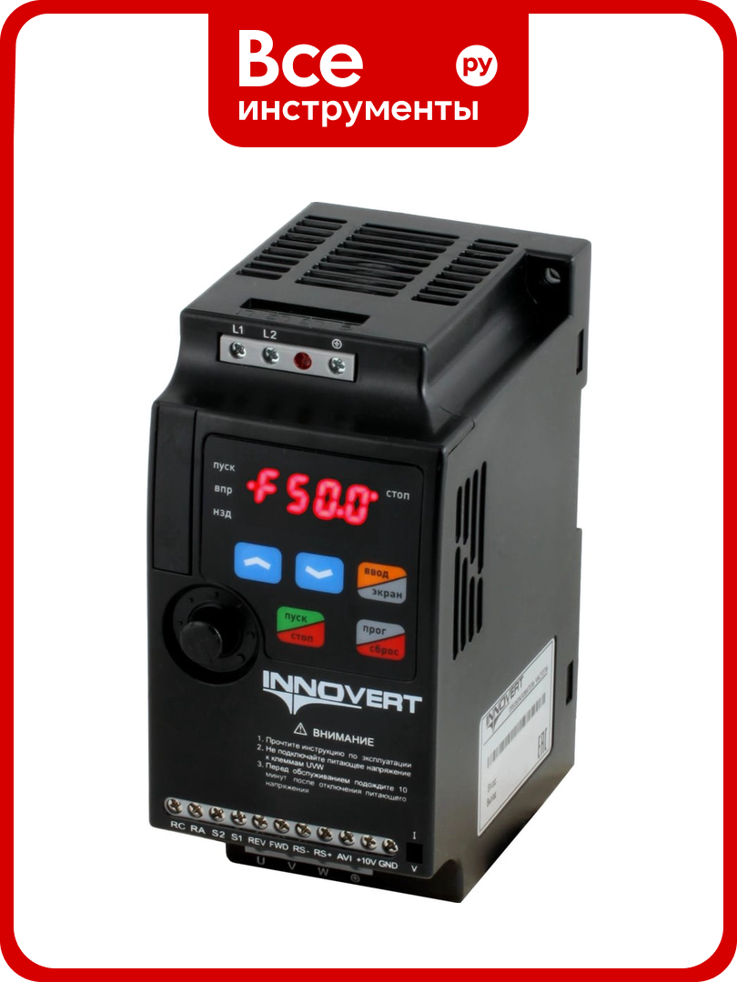 Преобразователь INNOVERT ISD mini PLUS, выходной ток 5.0 А 0,75 кВт вх: 1ф x 220В / вых: 3ф х 220В ISD751M21E