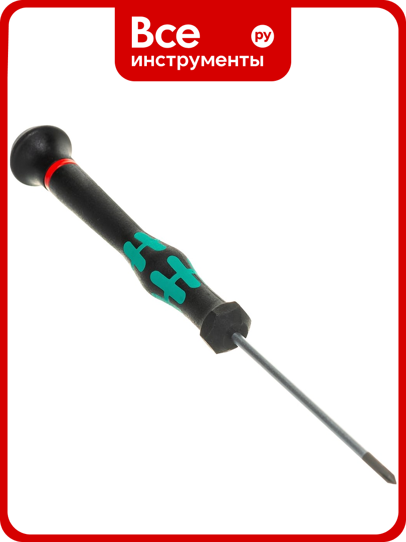 Отвертка WERA 2050 PH 00/60 MM WE-118020, для крестообразного крепежа, прямая рукоять из прочного сплава, для точных