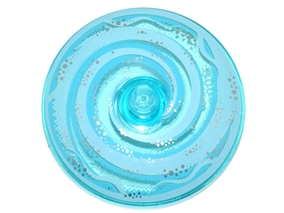 Dish 4 x 4 Inverted (Radar) with Solid Stud with White Swirl Pattern, 3960pb033 Trans-Light Blue U