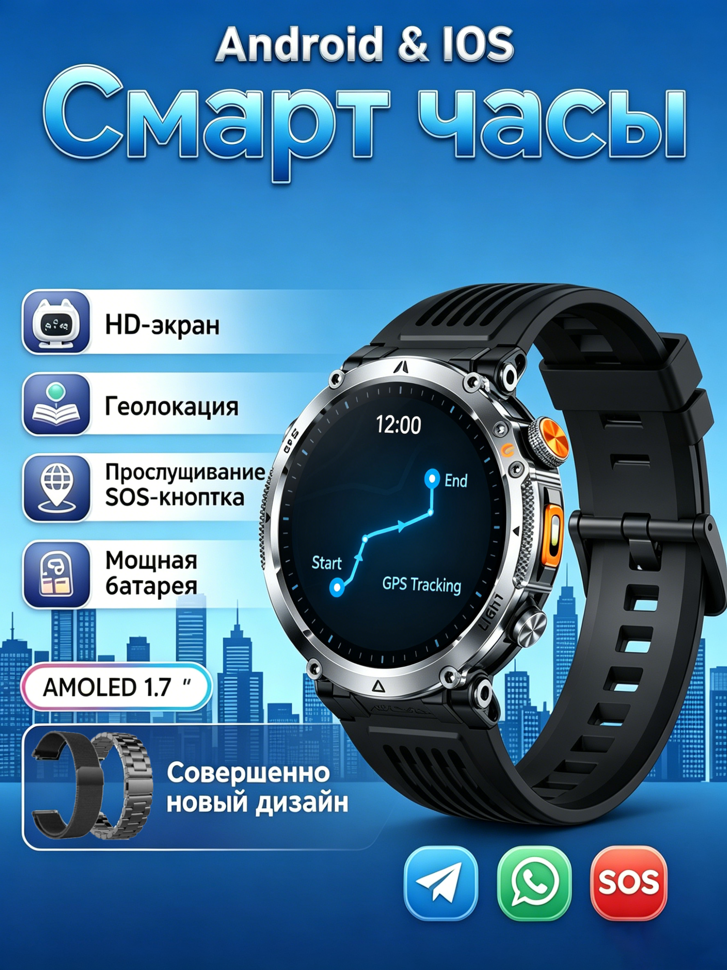 Смарт часы Galaxy HT42 здоровье менеджмент встроенный GPS 850 мАч 100+ спортивных режимов Сменить обои здоровье