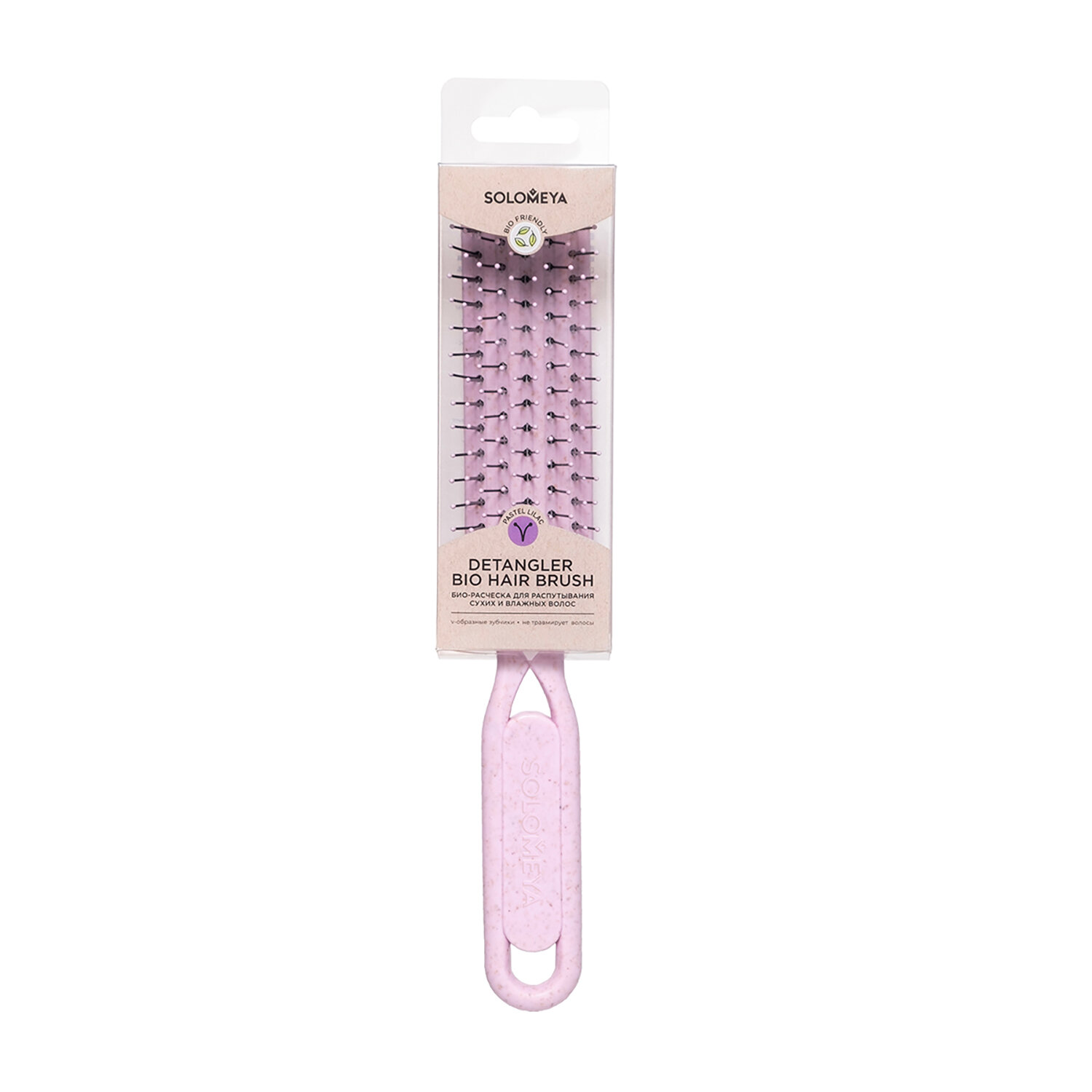 SOLOMEYA Detangler Hairbrush for Wet & Dry Hair Pastel Lilac Расческа для распутывания сухих и влажных волос пастельно-сиреневая