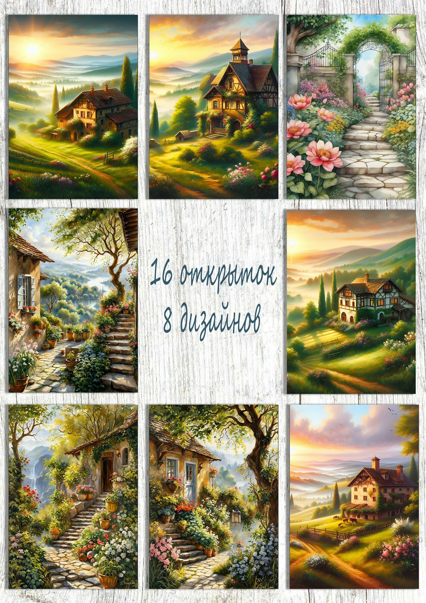 Открытки Сад, 16 штук