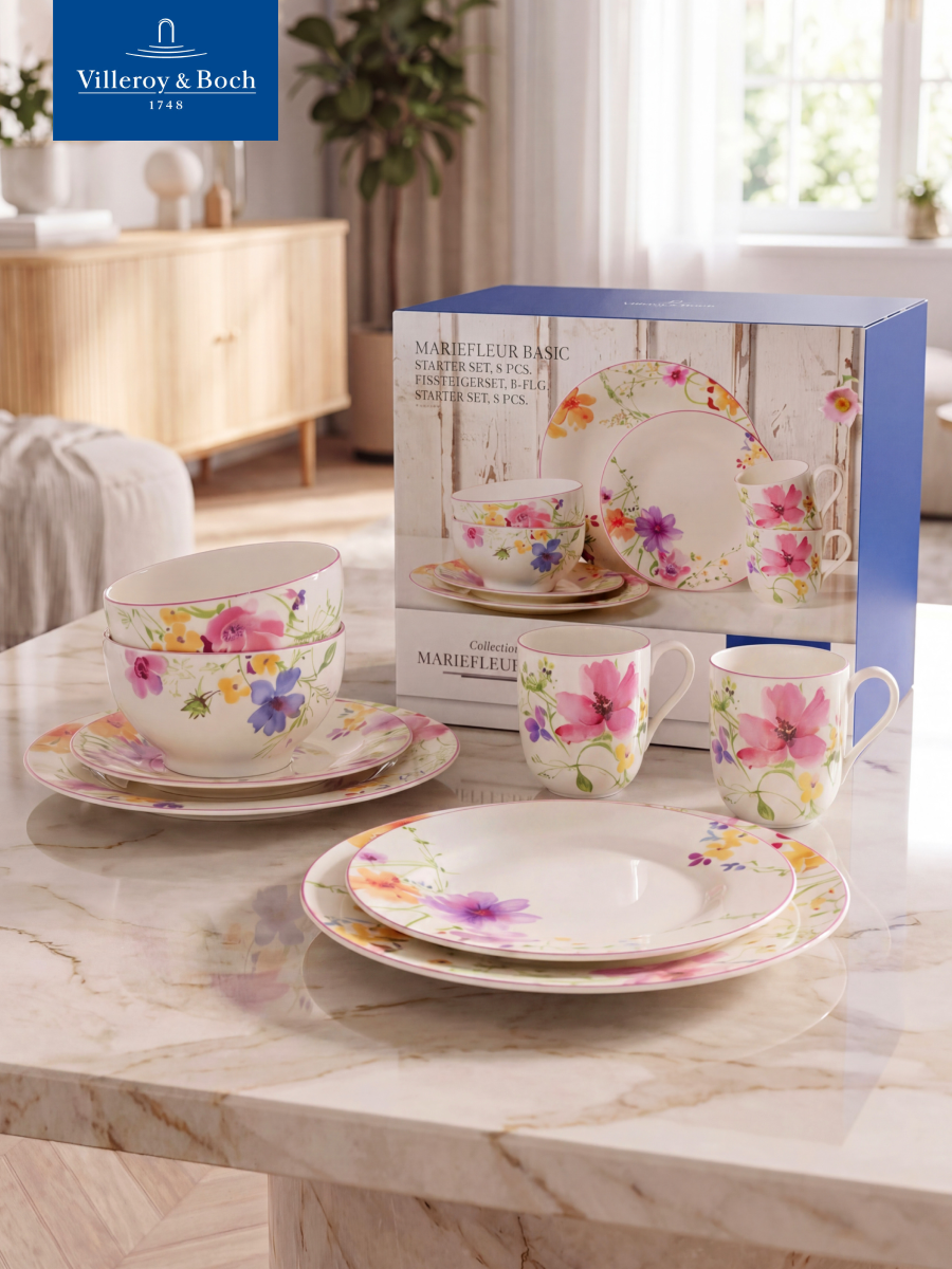Набор посуды столовой на 2 персоны, 8 предметов, Mariefleur Basic starter set, Villeroy & Boch, Премиум-Фарфор
