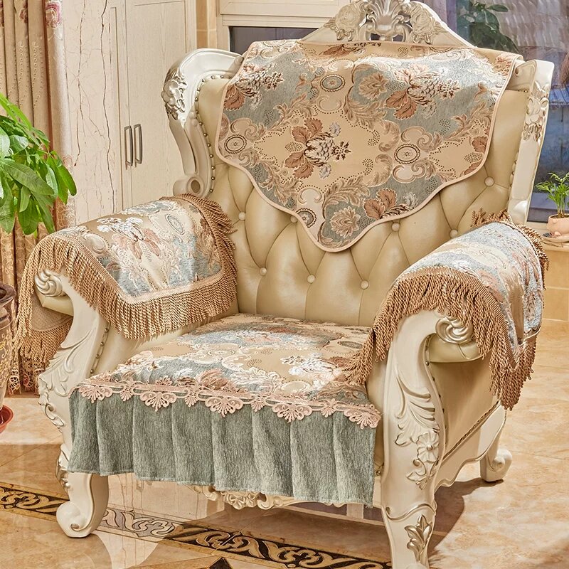 Винтажный чехол Виндзор Кастл синий двойной для спинки дивана, 80x150 см