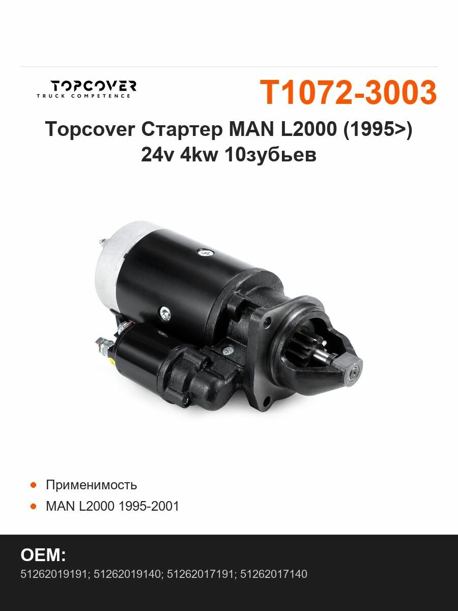 Topcover Стартер MAN L2000 (1995>) 24v 4kw 10зубьев