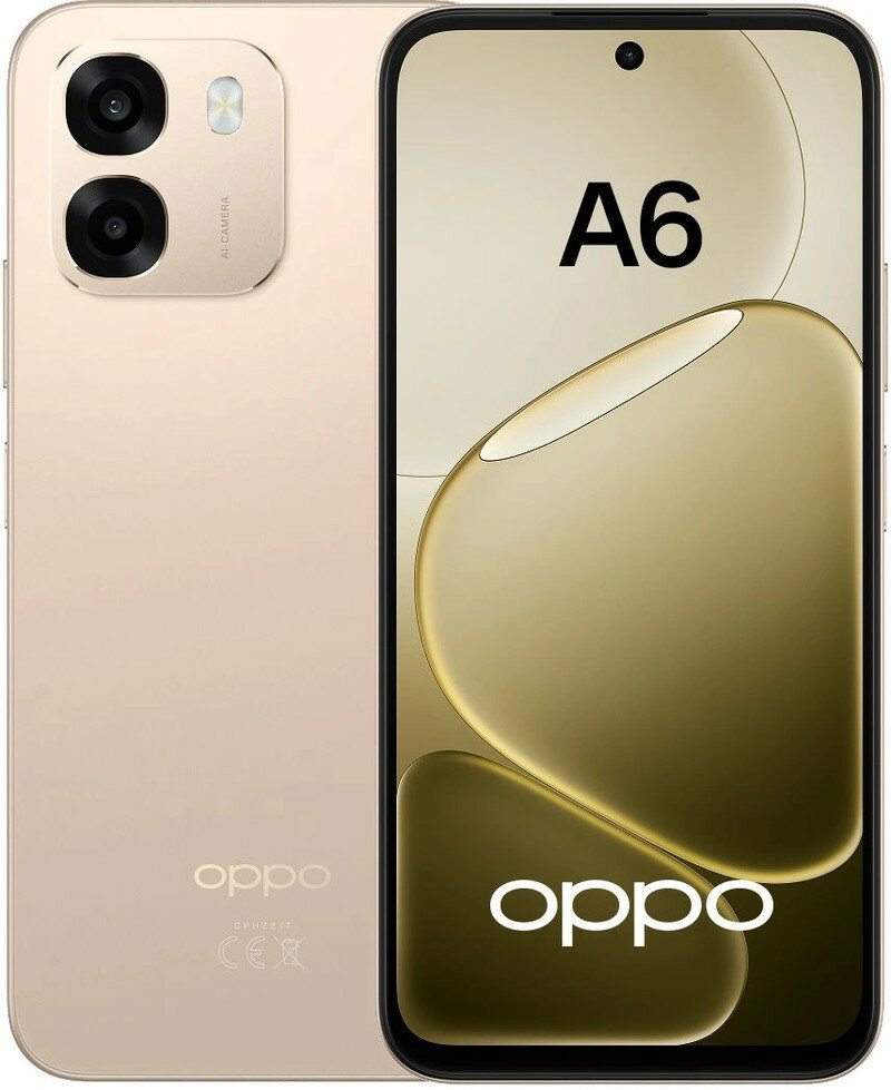 6.75" Смартфон OPPO A6 8/256Gb, NFC, IPS, 120Гц, 7000мAч, шампань