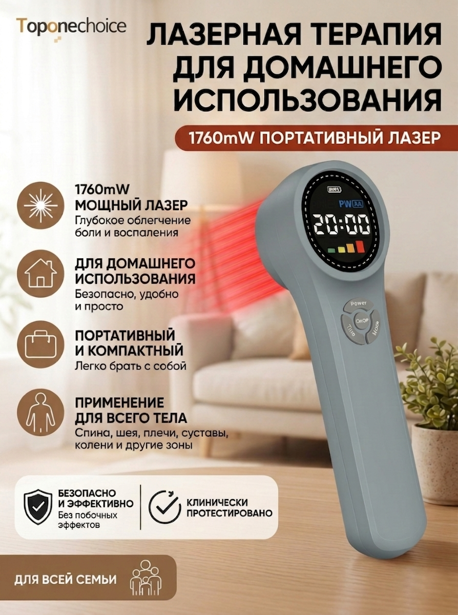 Toponechoice лазерное устройство 1760 мВт для домашнего использования, мышечный уход и снятие дискомфорта