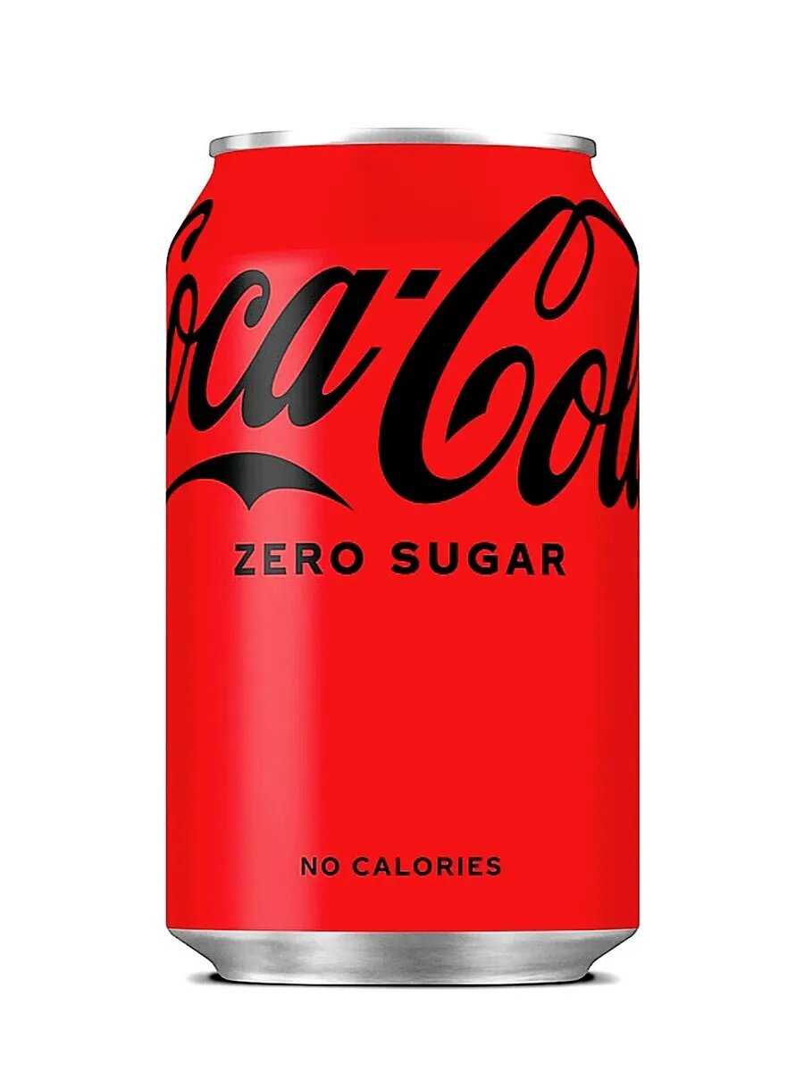 Coca-Cola Zero Sugar, 0.33 л, 12 шт, классическая банка (газированный напиток Кока-Кола без сахара, жб, диетическая)