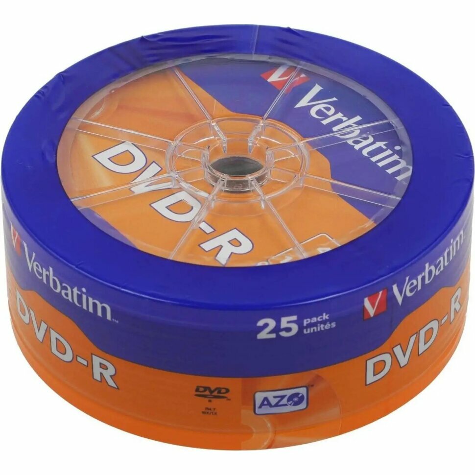 Носители информации DVD-R Verbatim 4.7Gb 16x wagon wheel 25шт/уп (43730), 2149152