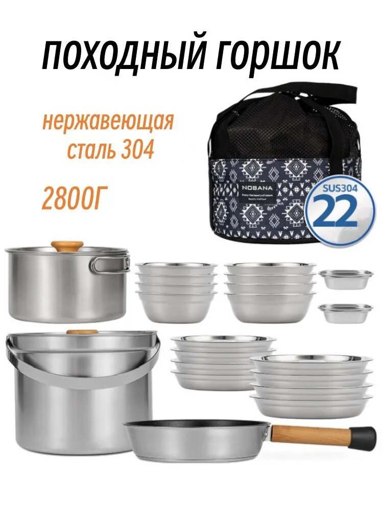 Набор посуды Nobana из нержавеющей стали 22 предмета