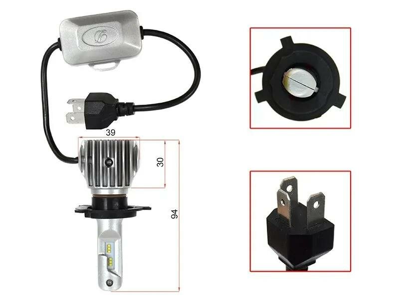 Лампа SAT ST-175-0068 H4/ LED/ Комплект/ 20W 3600LM так же подходит на цоколь H19
