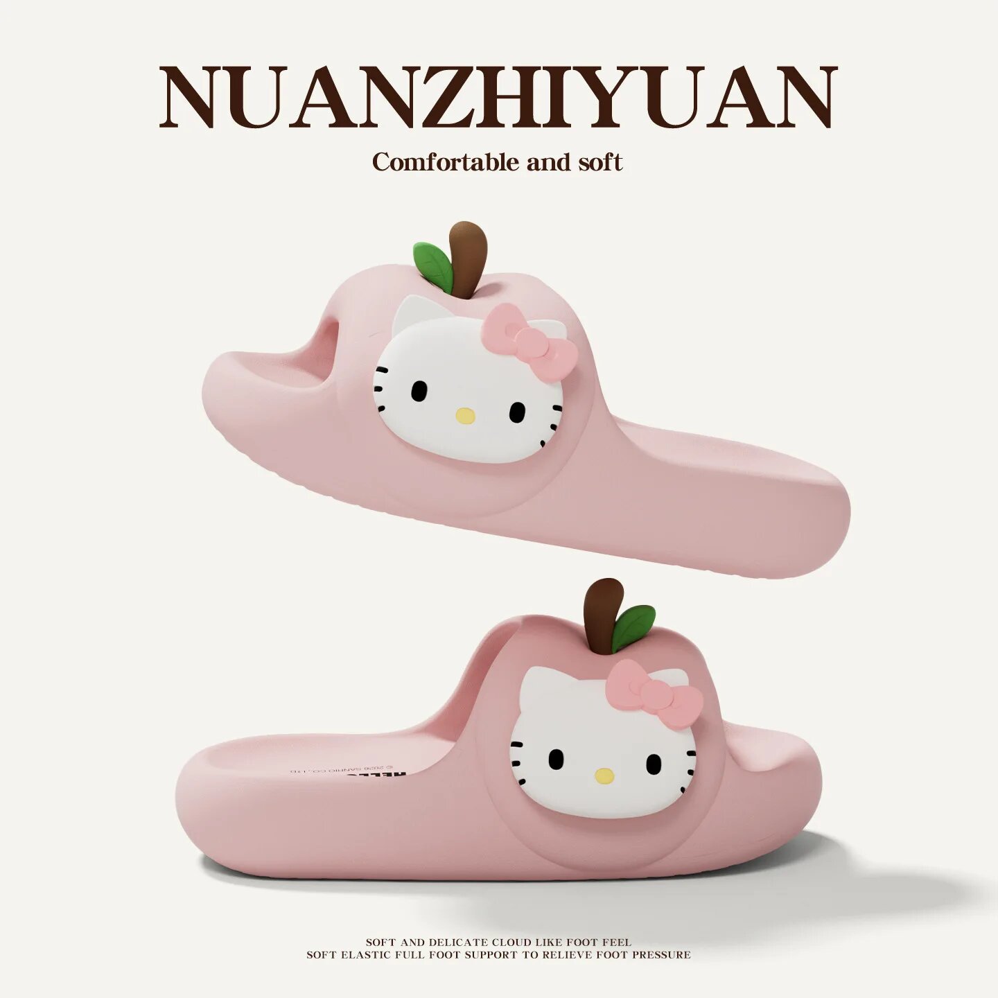MINISO Тапочки Hello Kitty с мультяшным рисунком, летние, с утолщенной нескользящей мягкой подошвой, для дома и улицы, повседневные, подарки в стиле аниме, Размер: 37-38