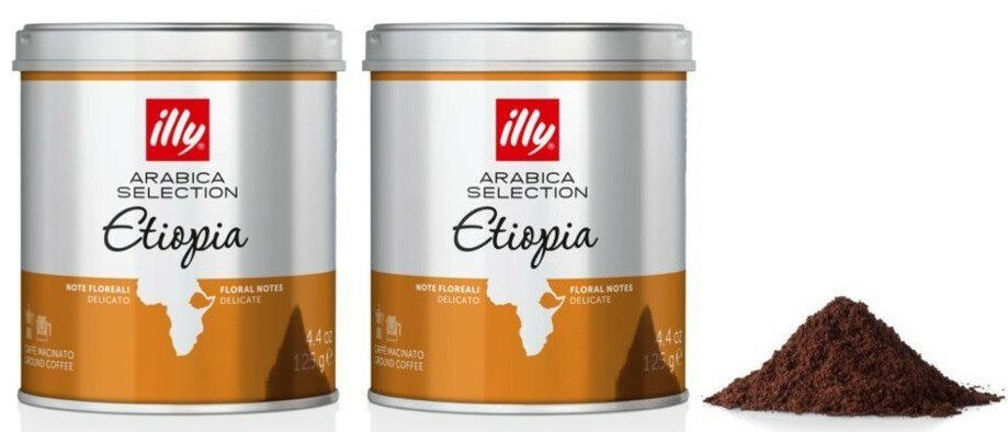 Illy Ethiopia кофе молотый 125 г жестяная банка (2 банки илли)