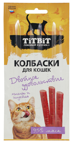 Лакомства для кошек TiTBiT Колбаски Двойное удовольствие, ягненок/индейка, 45г