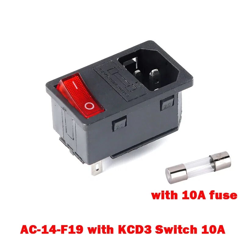 Розетка AC-14-F19 с KCD3 выключателем 10A, 5шт