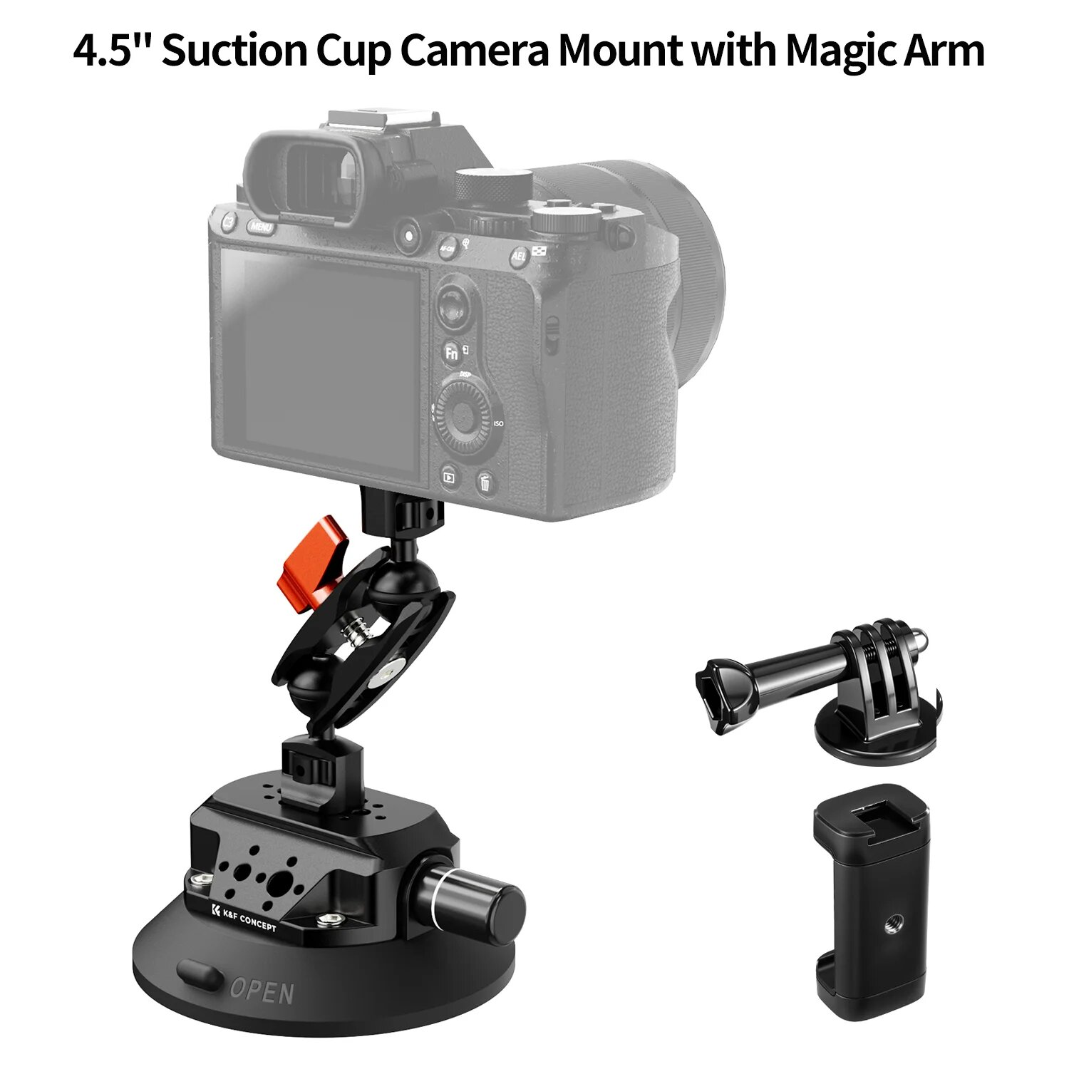 Крепление для камеры K&F CONCEPT на присоске 4.5" с Magic Arm