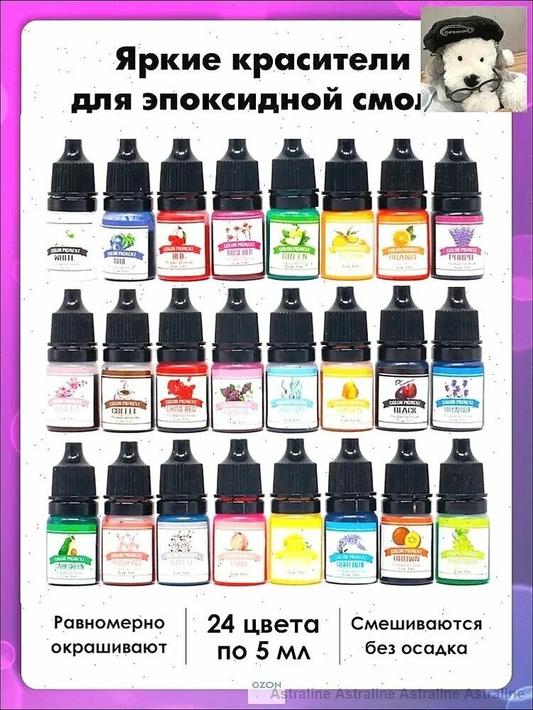 Красители и пигменты для эпоксидной смолы. Набор для рукоделия.
