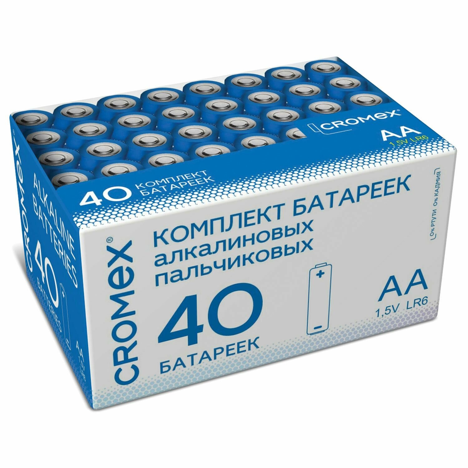 Батарейки алкалиновые CROMEX Alkaline, АА LR6,15А, в коробке, 40 шт (455594)