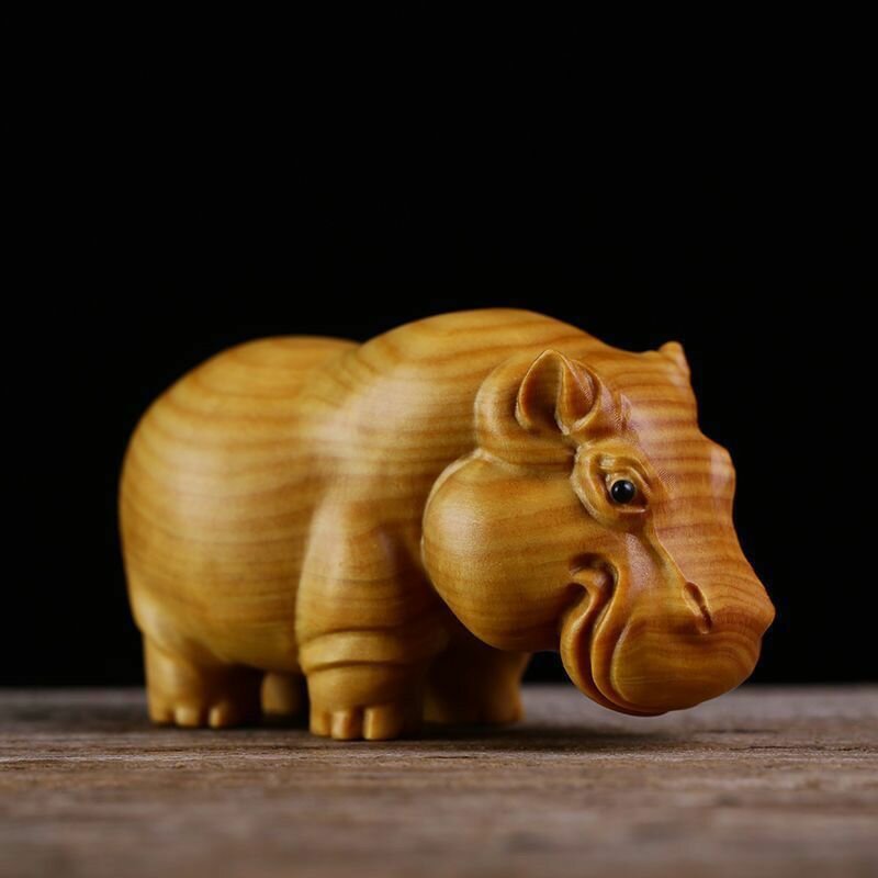Деревянная фигурка Бегемот 6см ручная работа декор интерьера
